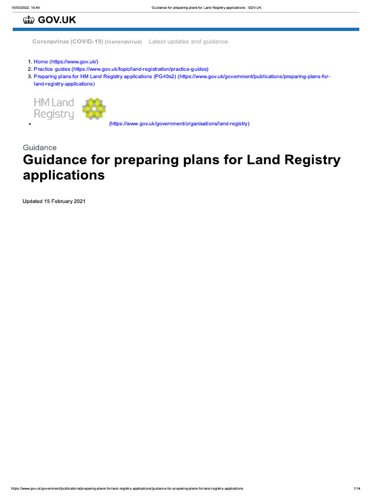 Guidance For Preparing Plans For Land Registry Applications - GOV | PDF