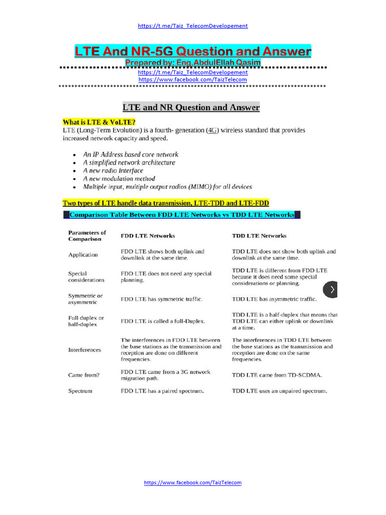 LTE and NR-5G Question and Answer | PDF