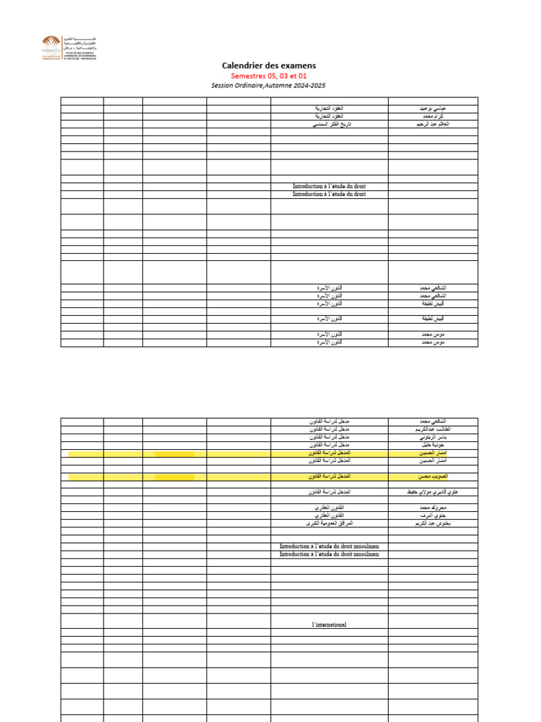 Calendrier Des Examens (S.A.O) - 2024.2025 | PDF