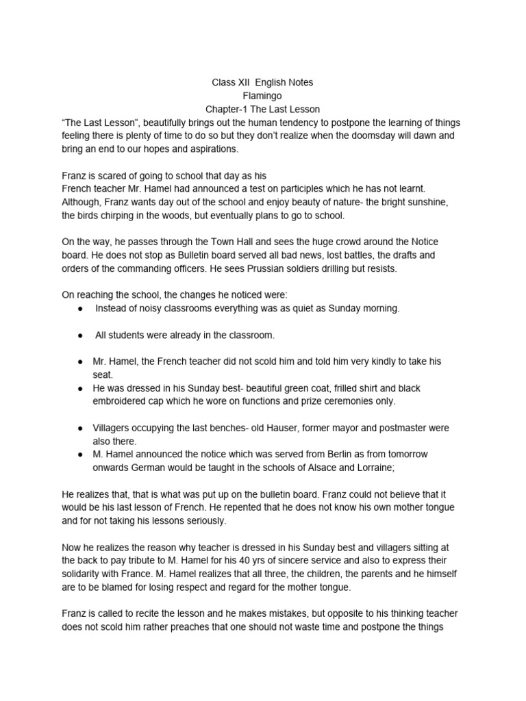 The Last Lesson notes | PDF | Human Communication | Linguistics