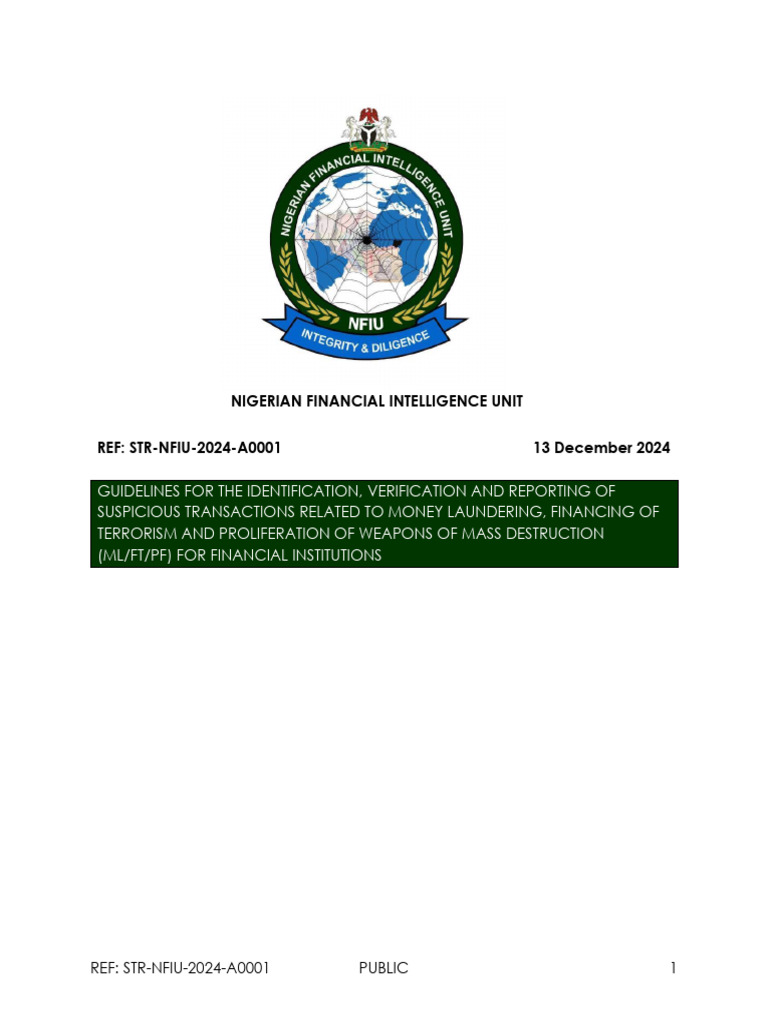 NFIU Guidelines for Reporting Suspicious Transactions | PDF | Identity ...