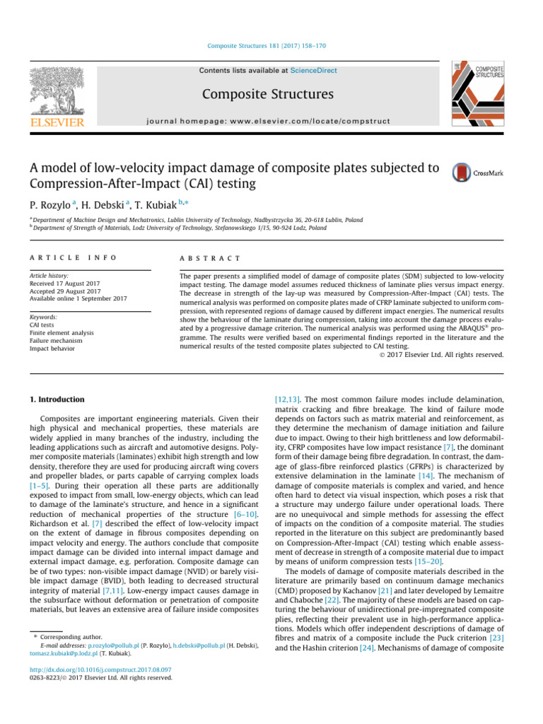 Amodel of low-velocity impact damage of composite plates subjected to ...