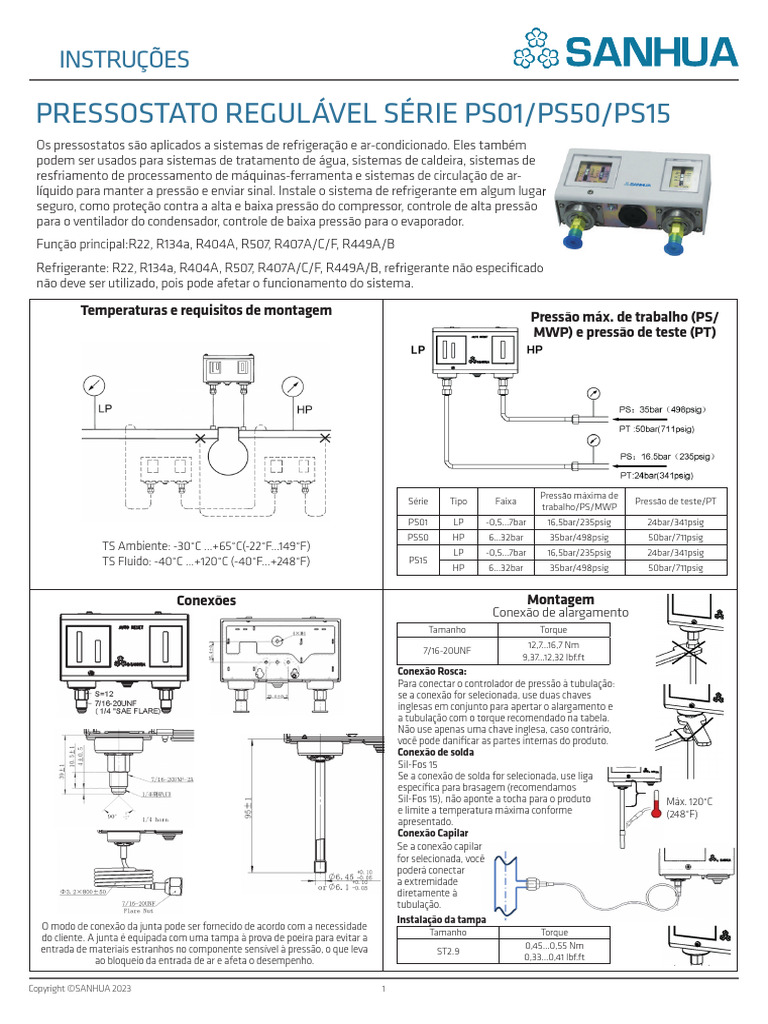 Instruções - PS01、50、15 (PT) | PDF | Refrigeração | Ar condicionado