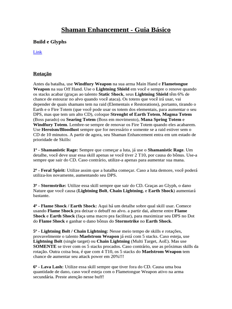 Guia Basico - Shaman Enhancement PVE | PDF