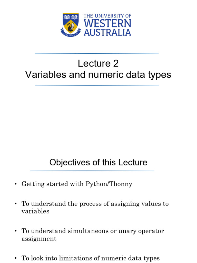 L2 Variables Assignment Data Types | PDF | Integer (Computer Science) | Data Type