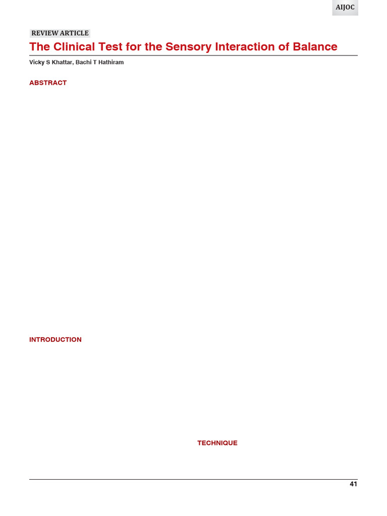 The Clinical Test For The Sensory Interaction of Balance | PDF ...