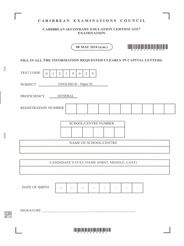 English B Paper 02 May-June Csec 2024 | PDF