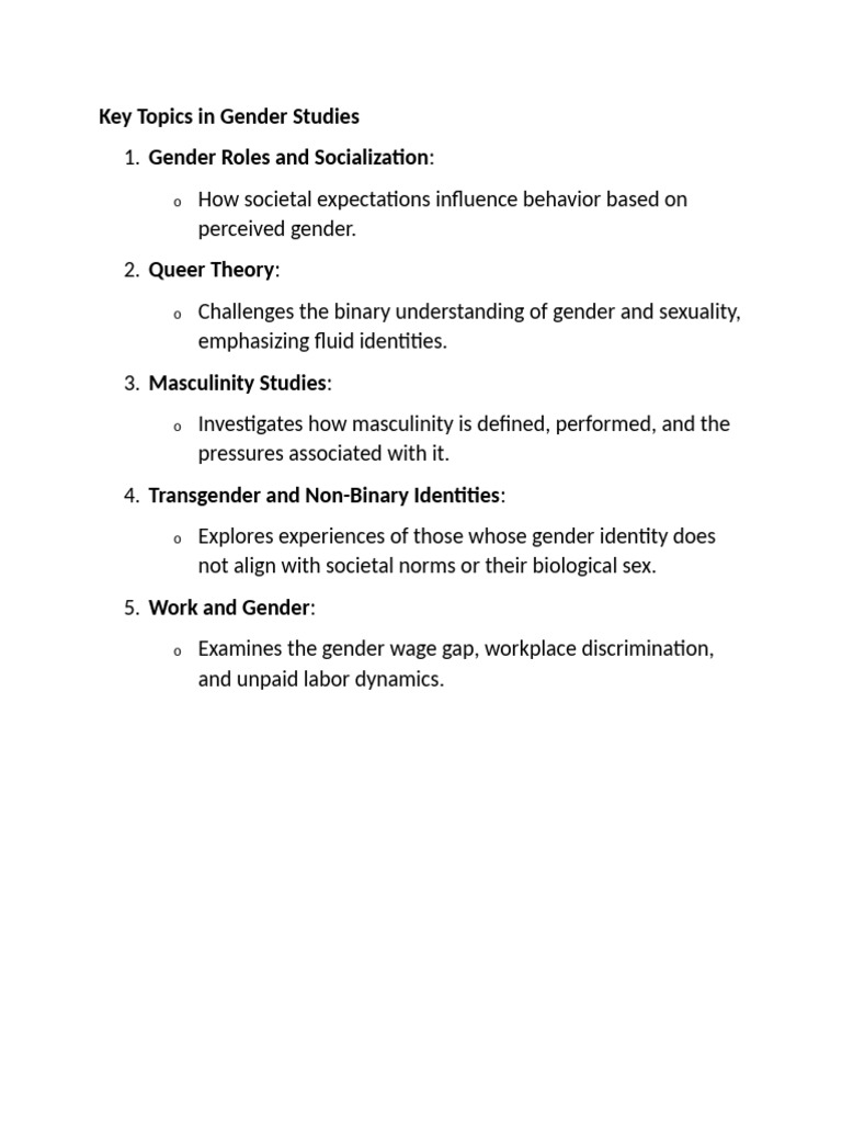 Key Topics in Gender Studies | PDF