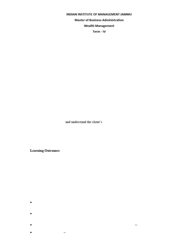 Wealth Management Course Syllabus | PDF | Money | Business