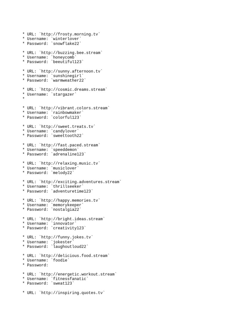 Streaming Services User Credentials | PDF