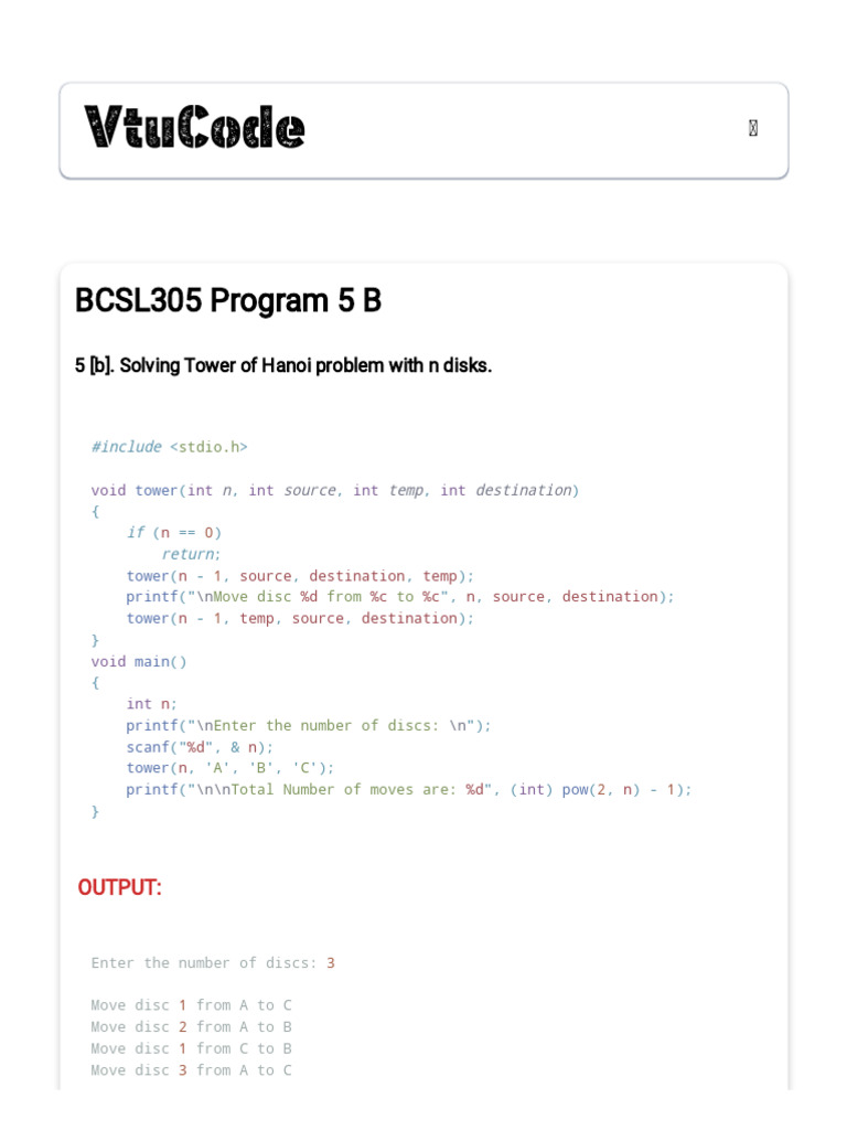 Vtu Code Program - 5 (B) | PDF