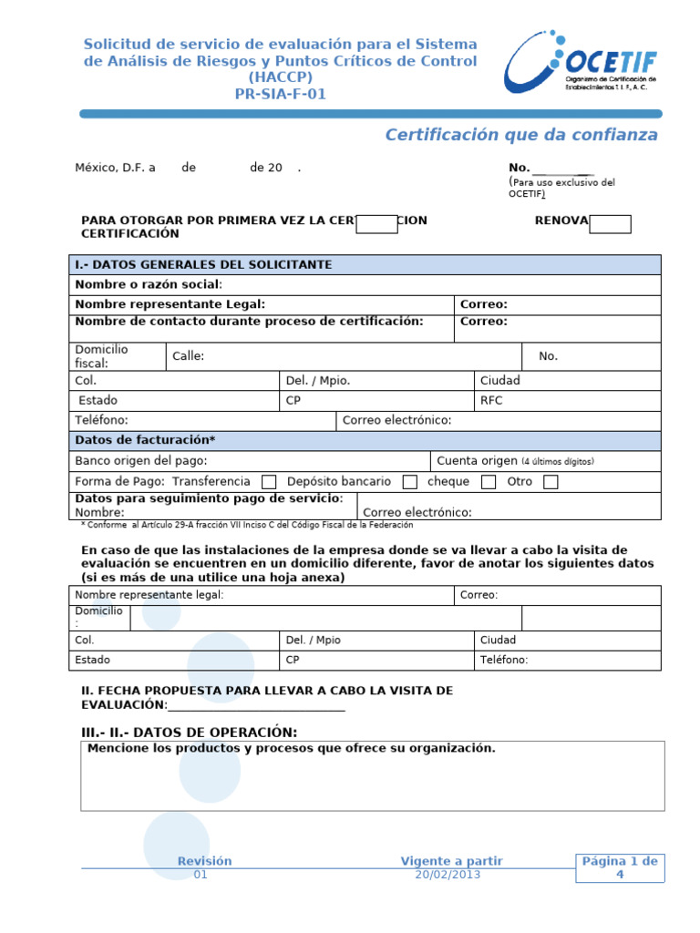 1 )Solicitud de servicio de evaluación para el Sistema de Análisis de ...