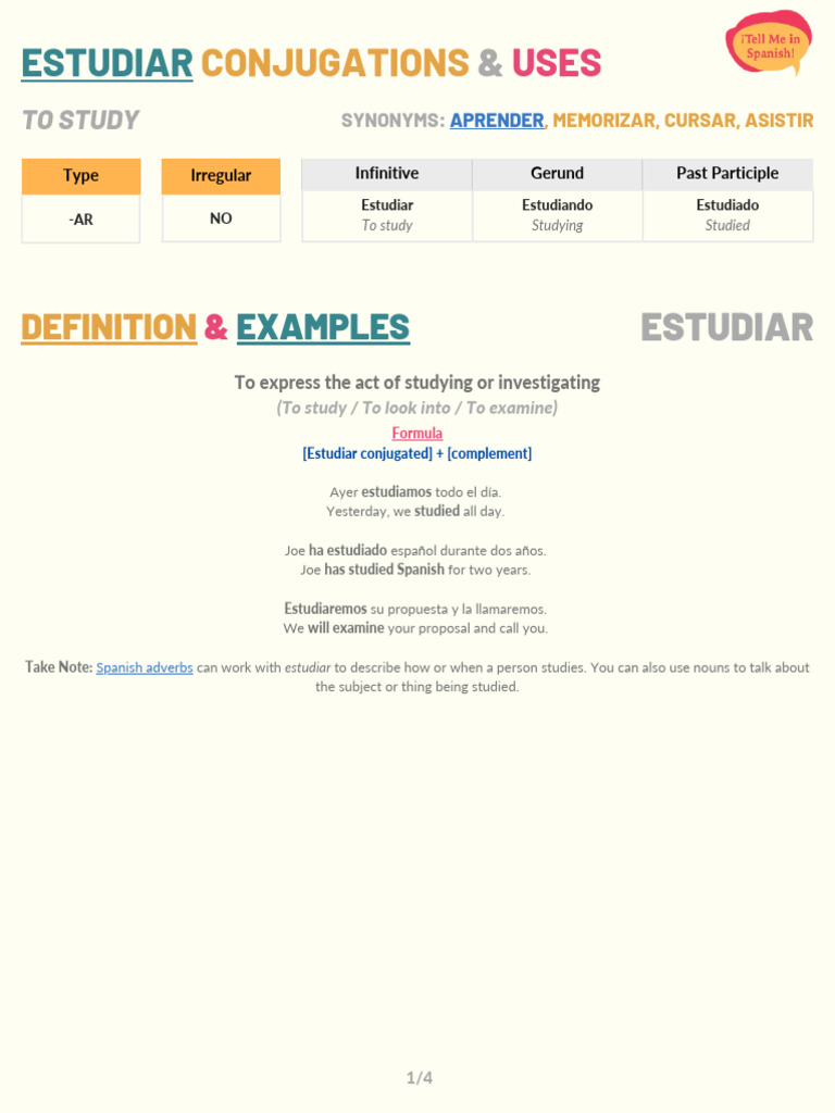 Estudiar-Conjugation-Cheat-Sheets | PDF | Grammatical Tense ...