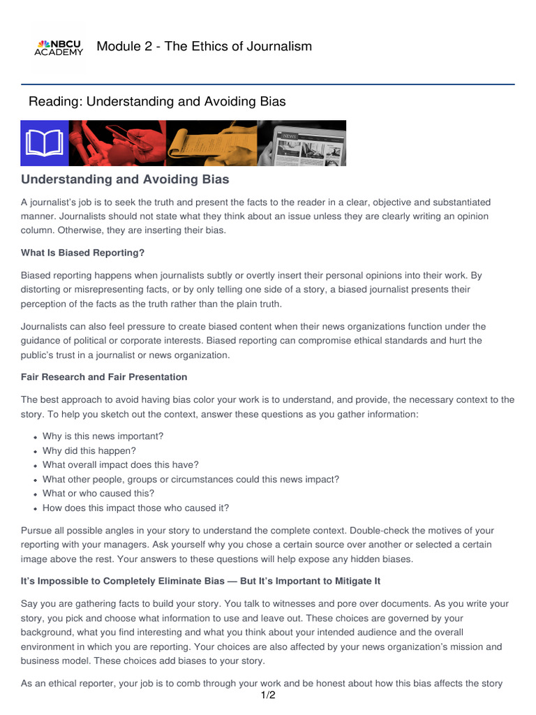-- Reading Understanding and Avoiding Bias | PDF | Bias | News