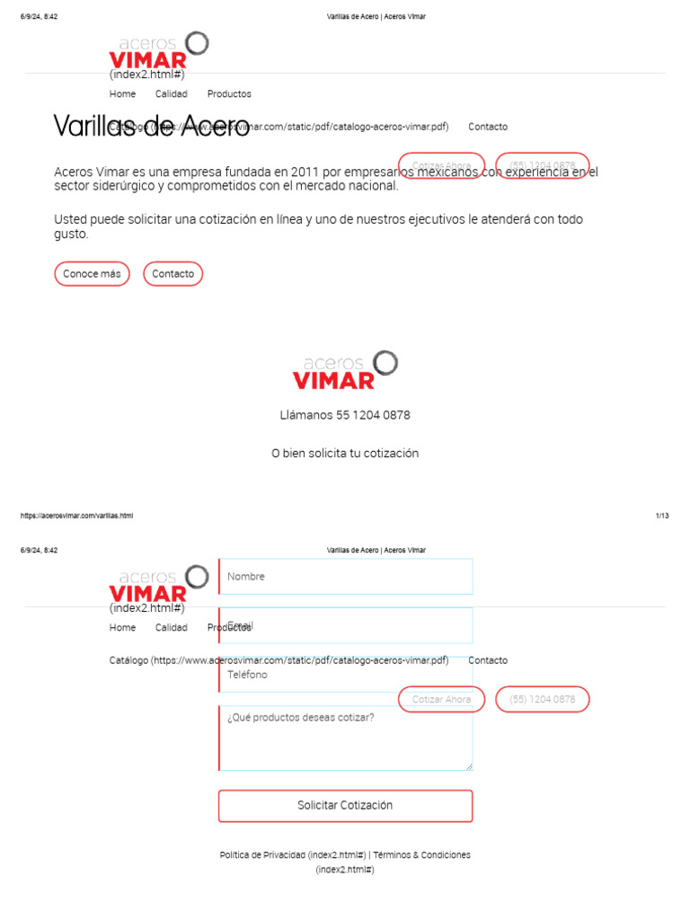Varillas de Acero - Aceros Vimar | PDF | Mercado (economía) | Business