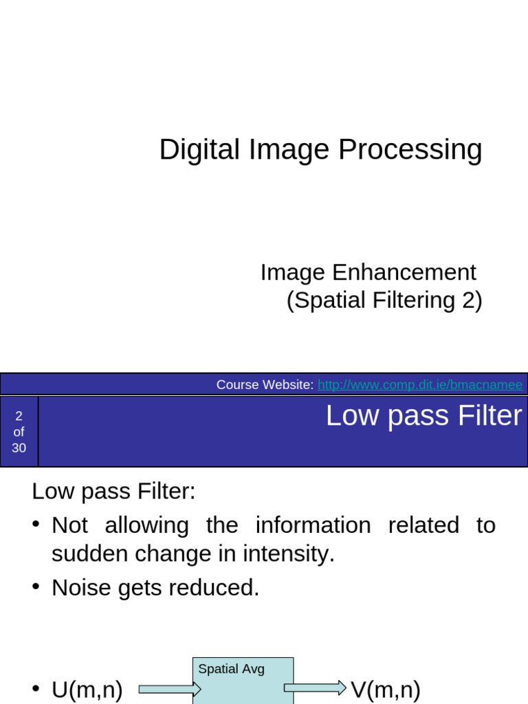 ImageProcessing6 SpatialFiltering2 Modi | PDF | Filter (Signal Processing) | Low Pass Filter