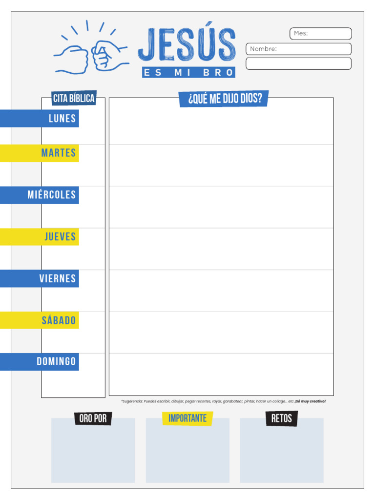 Registro Devocional para Jovenes - SEMANAL - Version para ELLOS | PDF