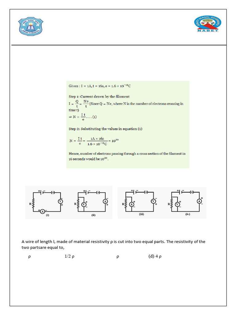 Answer Key X Class Electricity | PDF | Electrical Resistance And ...