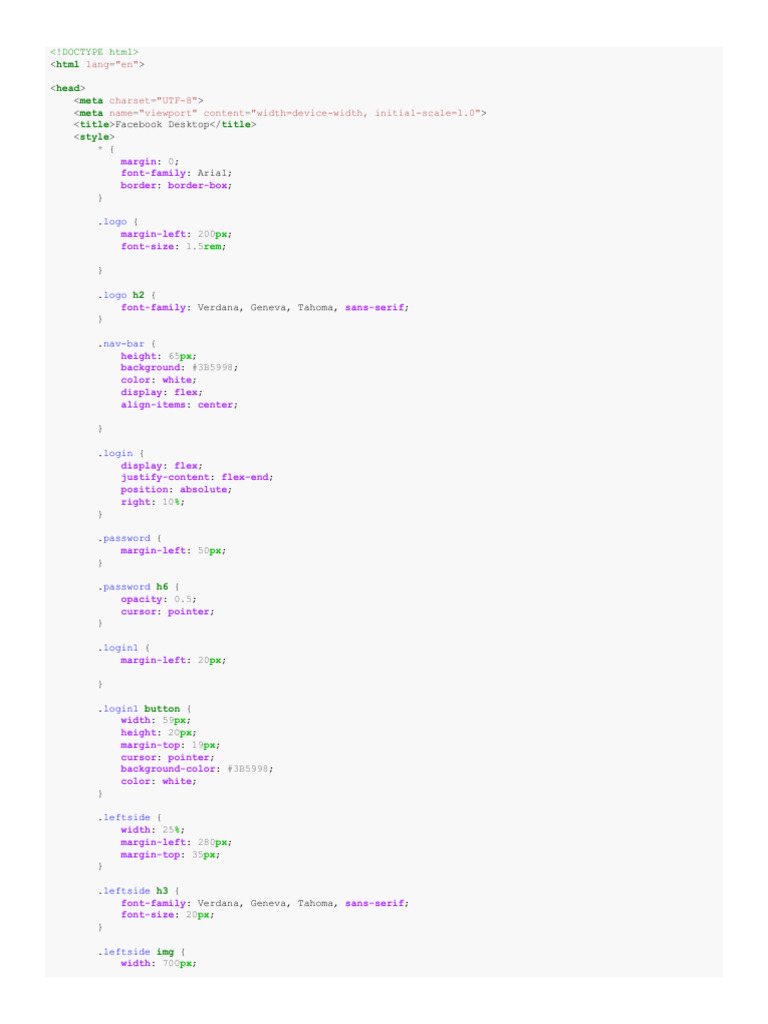 Facebook Login Page Code | PDF | World Wide Web | Cyberspace