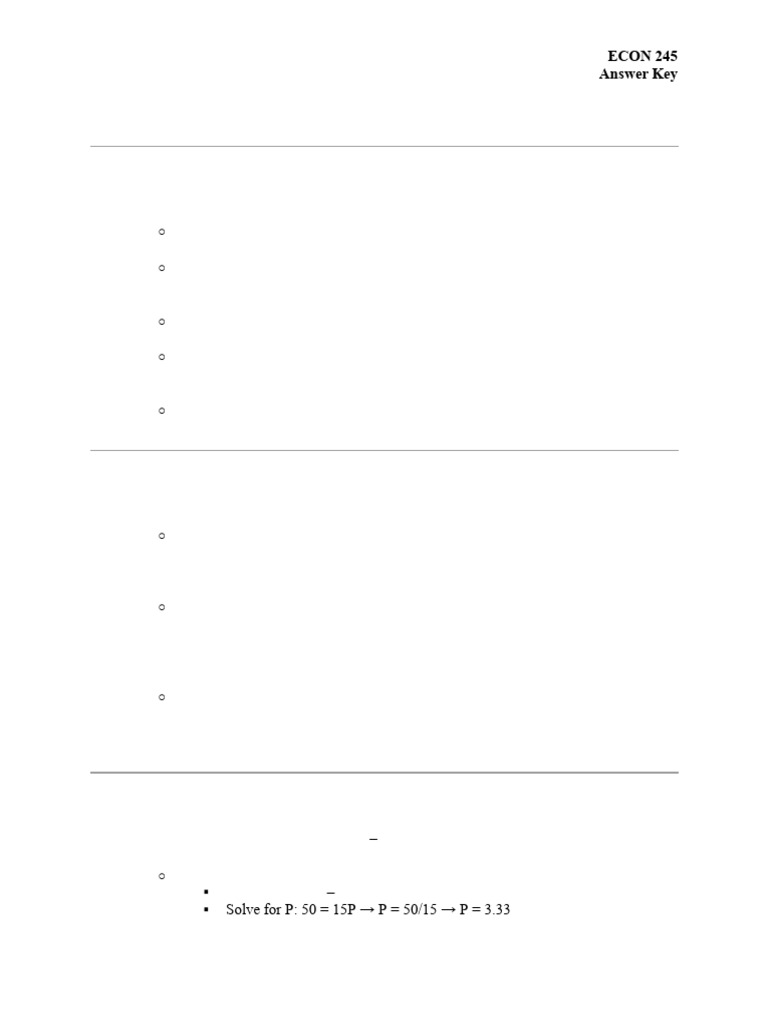 ECON 245 Final Exam Answer Key | PDF | Demand | Elasticity (Economics)