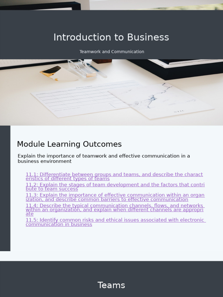 Mod11 IntrotoBusiness TeamworkandCommunication | PDF | Communication | Information