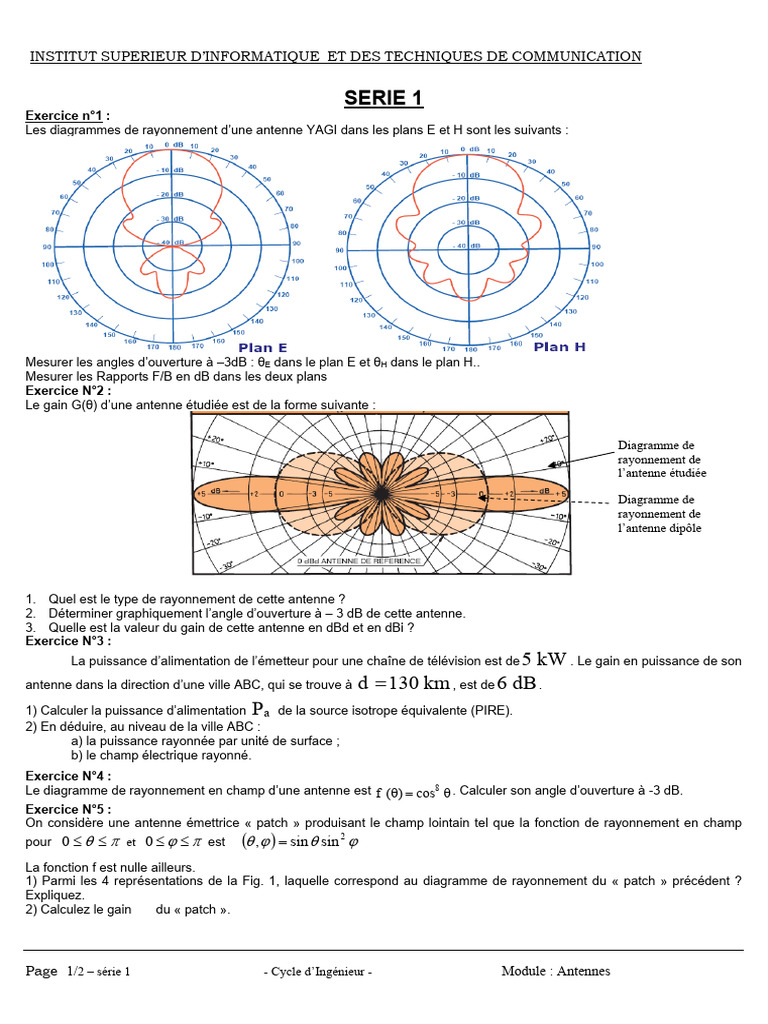 Série1 Antennes ING 2020 | PDF | Antenne (Radio) | Radiocommunication