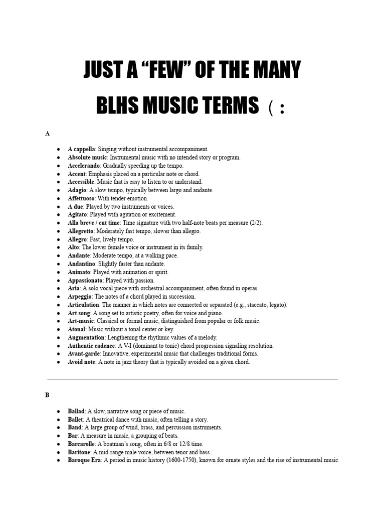 Music Terms | PDF | Tempo | Chord (Music)