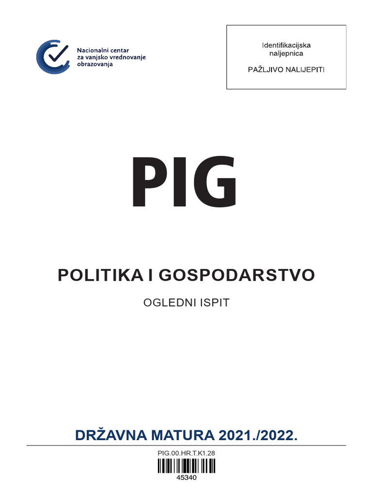 Font 14 Pig - Ogledni Ispit | PDF