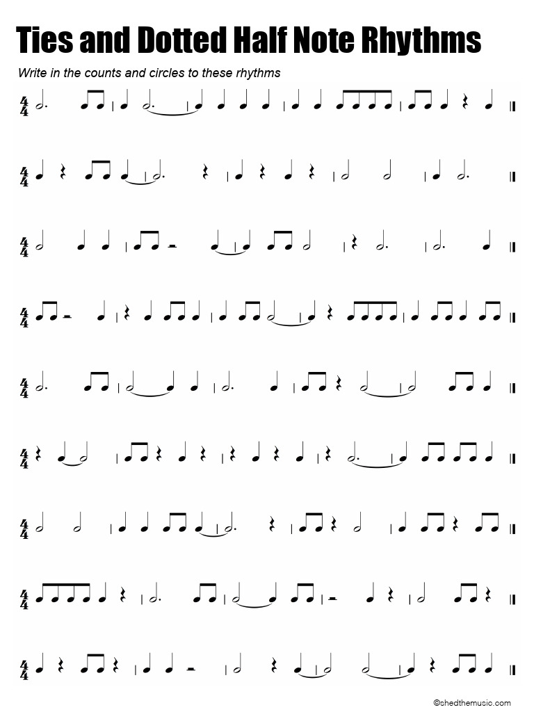 Ties and Dotted Half Worksheet | PDF