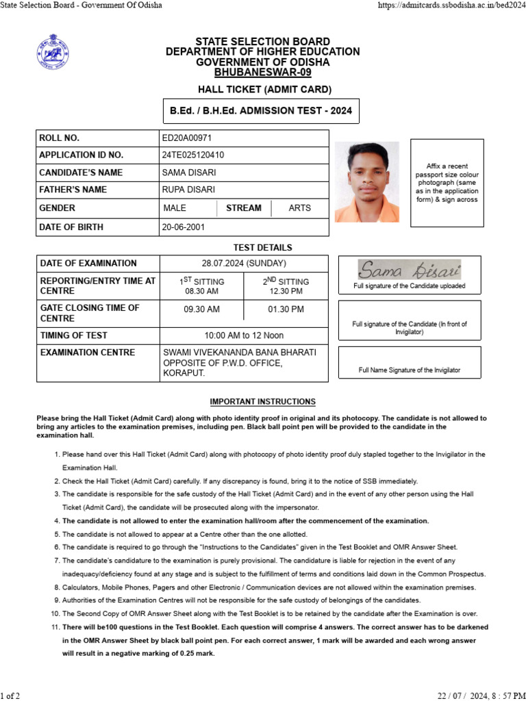 State Selection Board - Government of Odisha | PDF