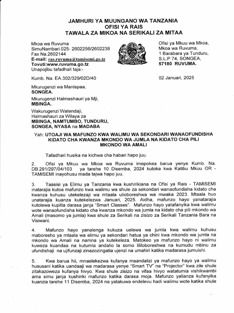 Mafunzo Ya Walimu Wa Sekondari - 20240729 - 0001 | PDF