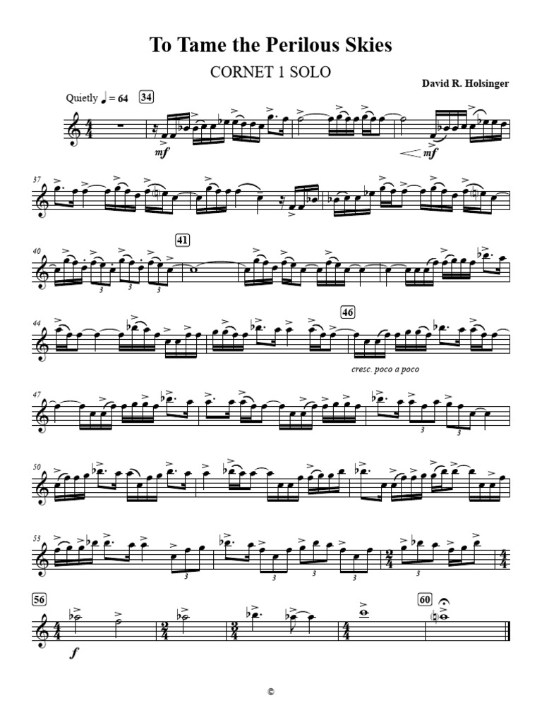 Holsinger To Tame The Perilous Skies Cornet 1 Solo | PDF