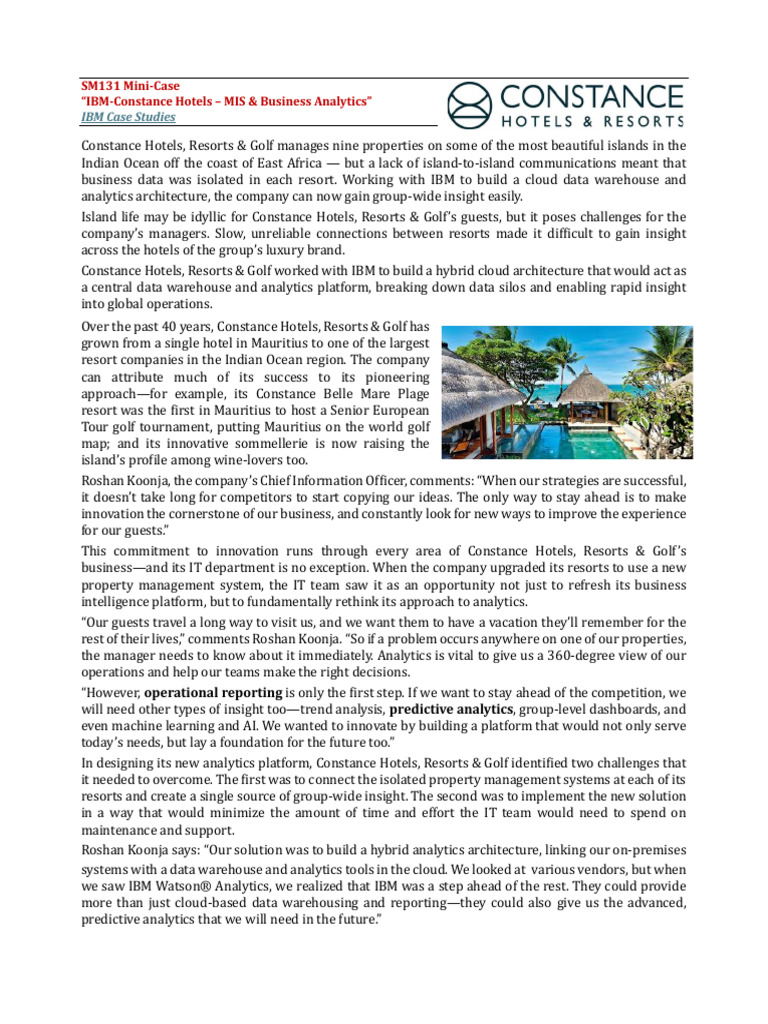 Wk4 - Lecture Reading1a - MiniCase - IBM-Constance | PDF | Analytics ...