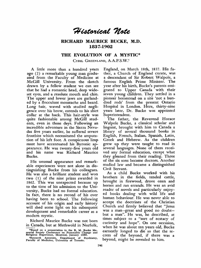Richard Maurice Hucke, M.D. 1837 1902 The Evolution of A Mystic | PDF | Consciousness | Leaves ...