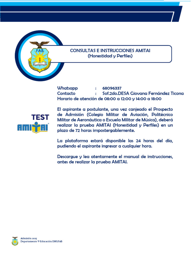 Prueba AMITAI: Instrucciones y Plazos | PDF