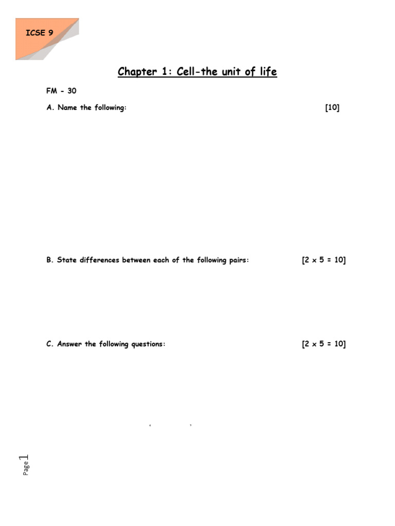 Chapter 1 - Cell The Unit of Life | PDF