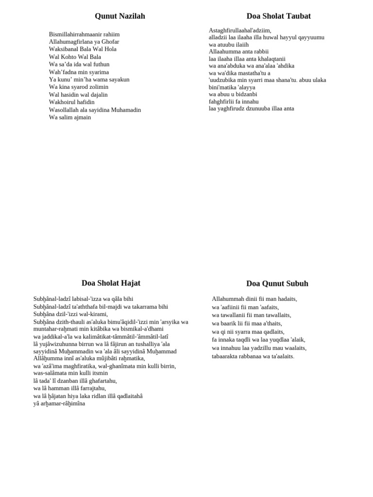 Doa Sholat dan Qunut Nazilah | PDF | Sharia