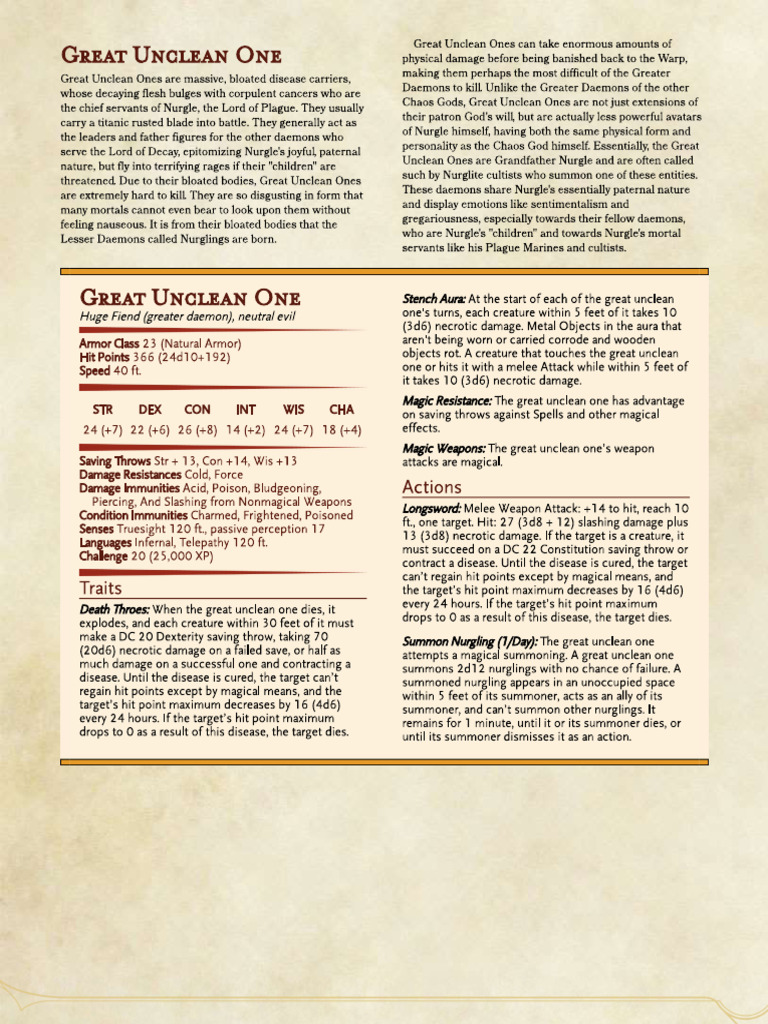 Great Unclean One PDF | PDF