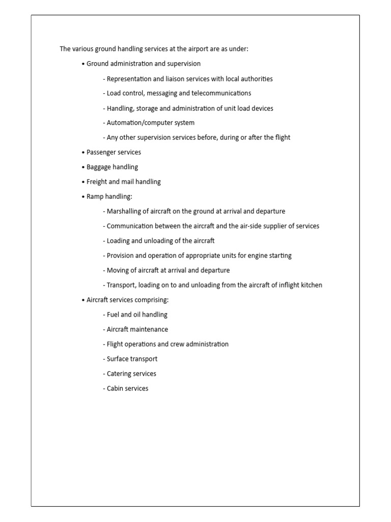 IAI - UNIT 5 - 1 - Ground Handling Service at Airport | PDF
