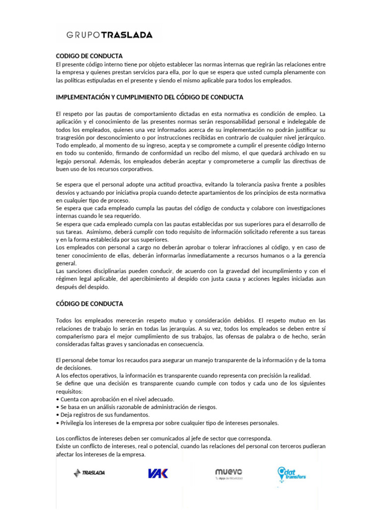 12 Codigo de Conducta | PDF | Business | Derecho laboral