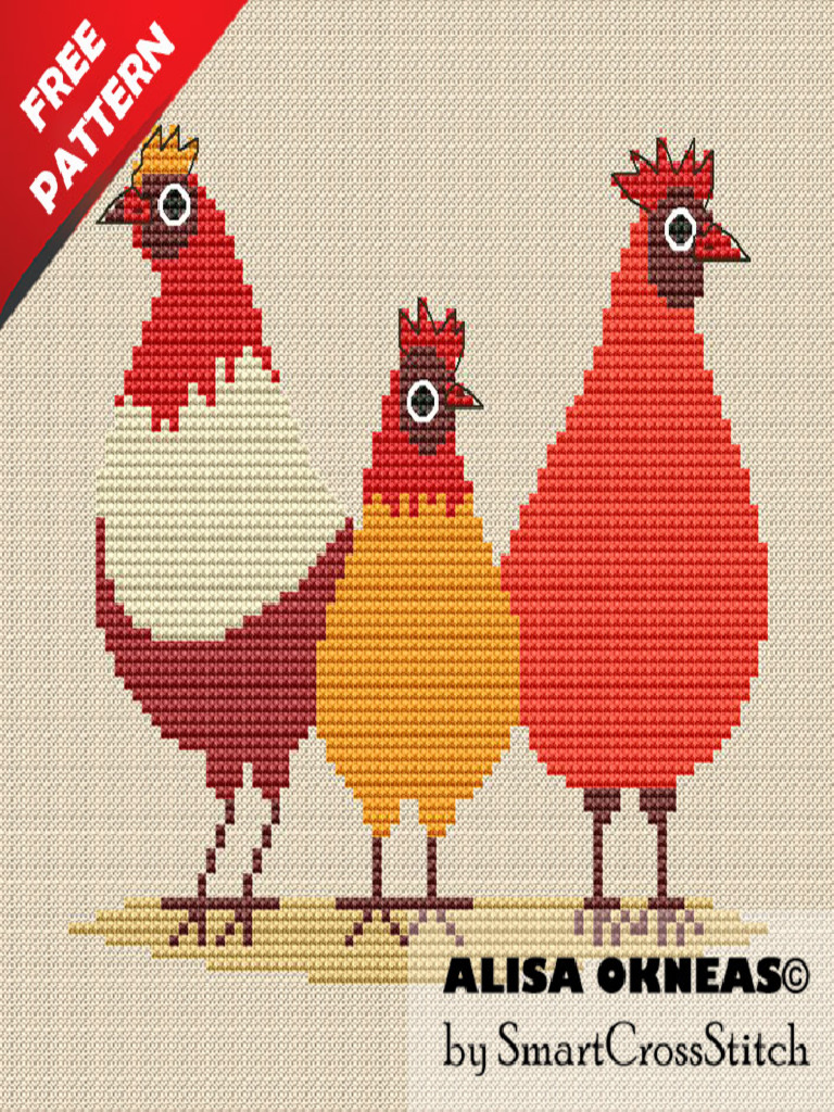 Smart Chickens Cross Stitch Pattern | PDF | Textile Arts | Needlework