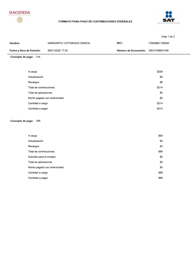 05 01 Quinto Bimestre Acuse Del Pago Bimestral Del 2024 | PDF