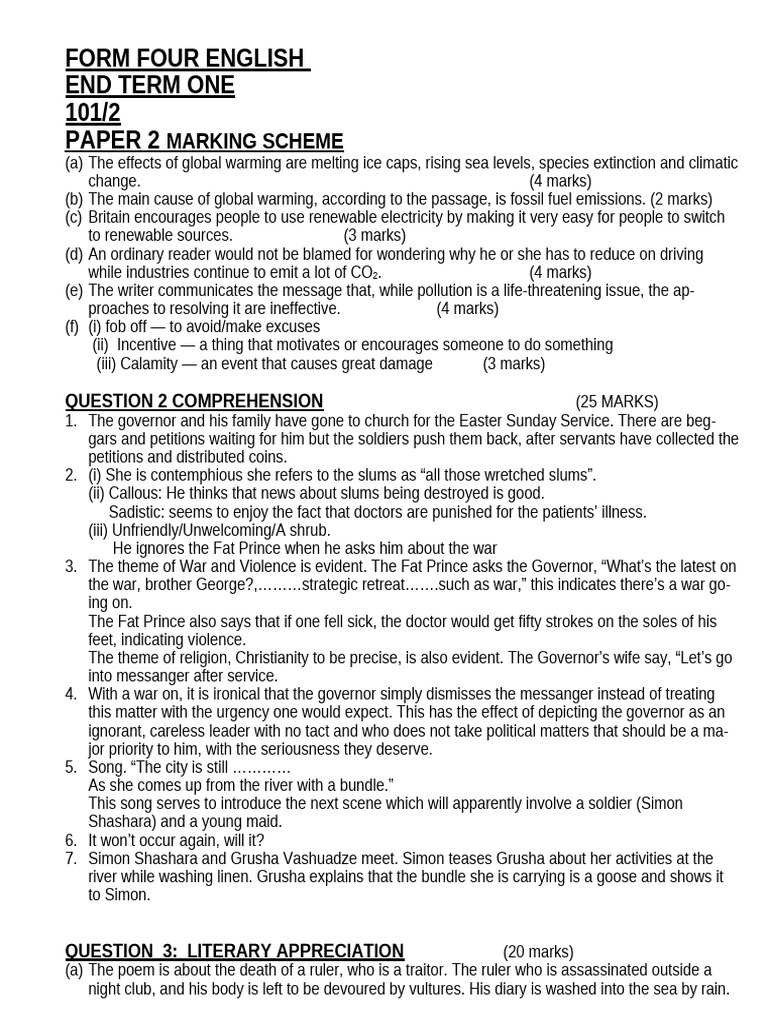 ENGLISH-FORM-4-PP2-MS | PDF | Climate Change