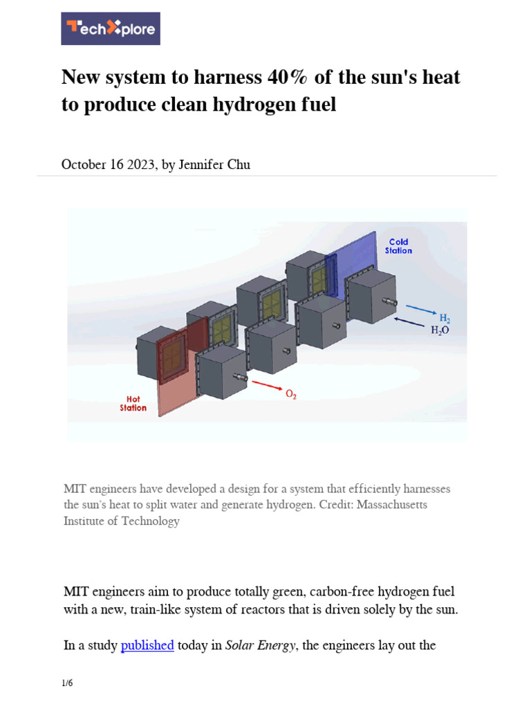 New System To Harness 40% of The Sun's Heat To Produce Clean Hydrogen ...