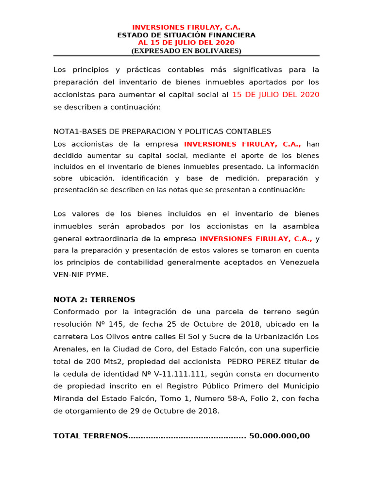 Notas Al Inventario | PDF | Contabilidad | Business