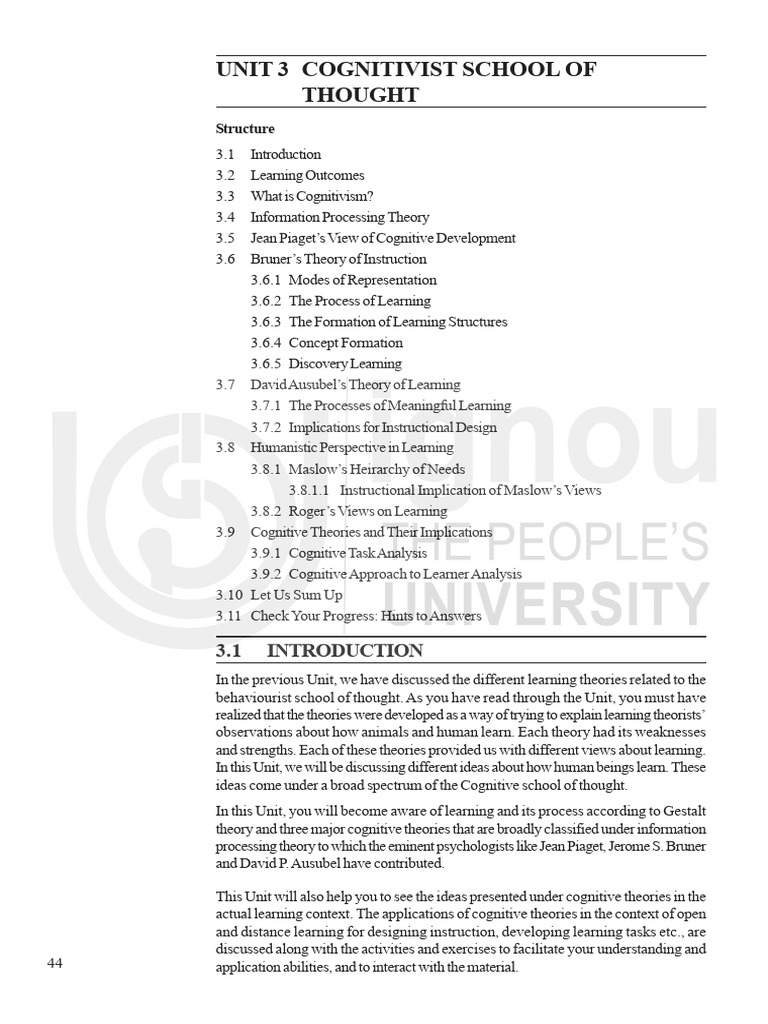 Cognitive School of Thought | PDF | Learning | Schema (Psychology)