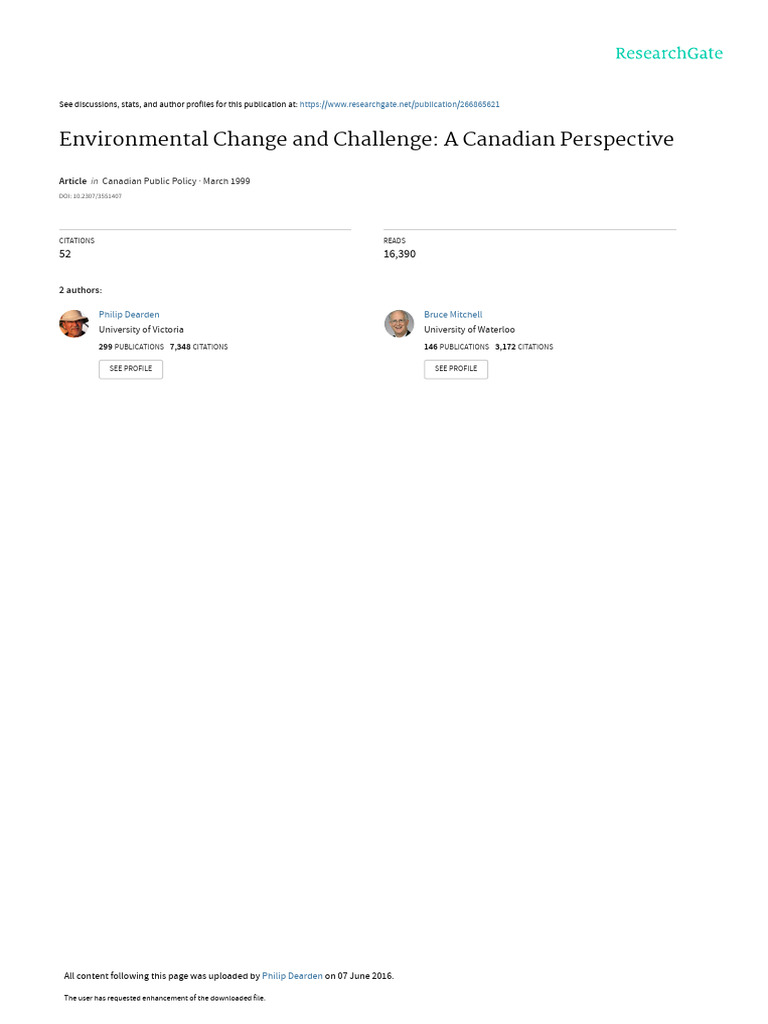 Canadian Environmental Challenges Explained | PDF | Labour Economics ...