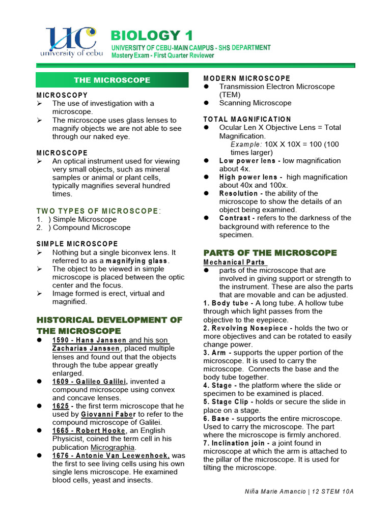 Bio1 Mastery Exam Reviewer | PDF | Cell (Biology) | Cell Nucleus