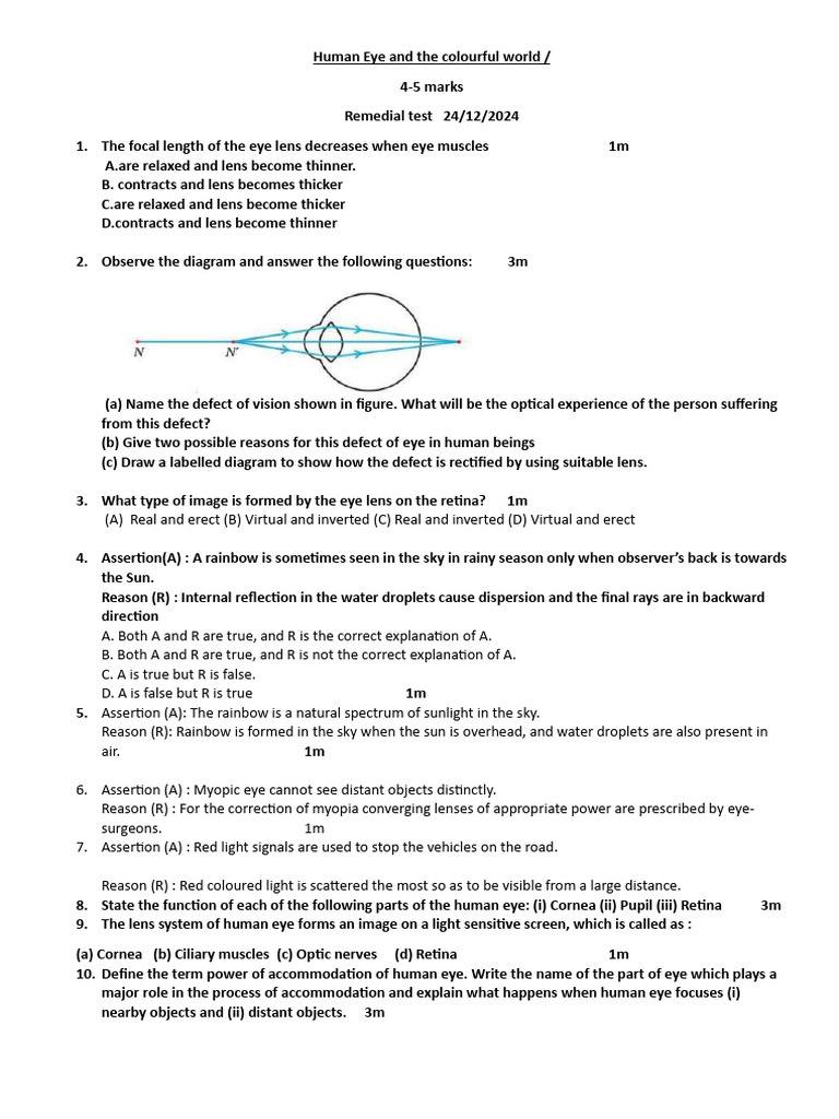 Human Eye: Class 10 Overview | PDF | Eye | Human Eye