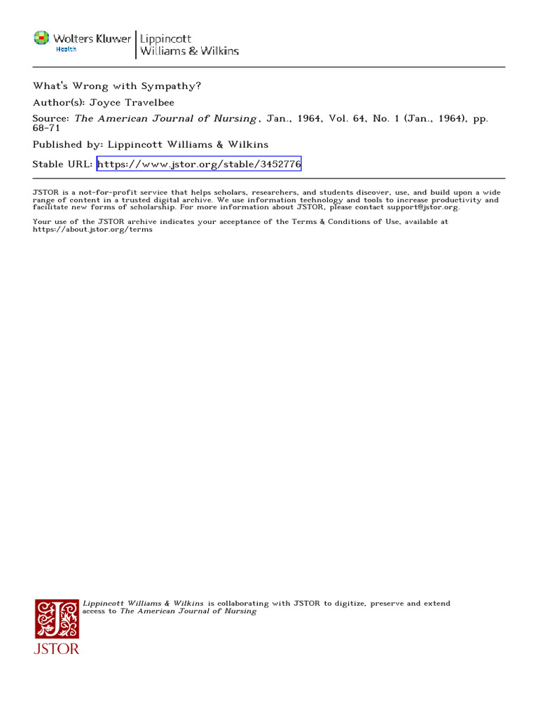 Travelbee, 1964-WHAT'S WRONG WITH SYMPATHY Travelbee | PDF | Sympathy ...